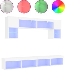 6dílná obývací stěna s LED osvětlením bílá kompozitní dřevo 3216704