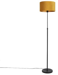 Stojací lampa černá se sametovým odstínem okrová žlutá se zlatem 35 cm - Parte