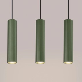 Sollux Lighting Závěsná lampa KARBON 3L olivově zelená