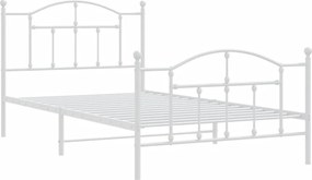 vidaXL Kovový rám postele s hlavovým a nožním čelem 107 x 203 cm [353502] Barva: Bílá