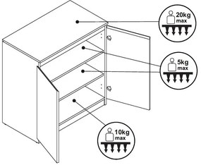 Skříňka 2-dveřová Carlos, šedý beton, 75 cm