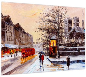 Obraz - Malba zimního města (70x50 cm)