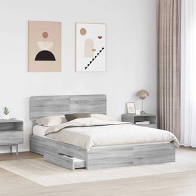 Postel s úložným prostorem se zásuvkou Šedá Sonoma 150 x 200 cm 3412267