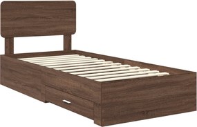 Rám postele se zásuvkou Hnědý dub 75 x 190 cm Kompozitní dřevo 3412442