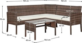 Tempo Kondela Zahradní 2-dílný ratanový set, hnědá/béžová, FARIEL