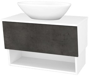 Dřevojas Koupelnová skříň INVENCE SZZO 80 (umyvadlo Triumph) Varianta: L01 Bílá vysoký lesk / D16 Beton tmavý