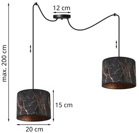 Závěsné svítidlo WERONA SPIDER, 2x černé textilní stínítko se vzorem, C