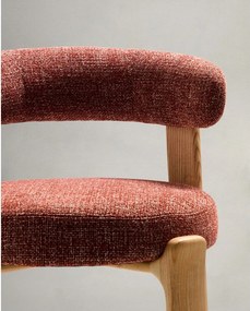 Barová židle z jasanového dřeva v terakotové barvě/ve světle přírodní barvě (výška sedáku 75 cm) Granite – Kave Home
