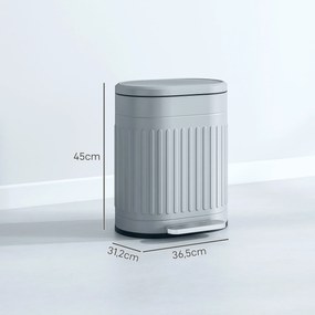 Mülleimer 20L Treteimer mit Deckel Fußpedal herausnehmbarem Inneneimer Soft-Close-Funktion 36,5 x 31,2 x 45 cm, Grau