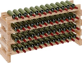 HOMCOM Dřevěný regál na víno z jedlového dřeva, vinotéka s 4 policemi na 48 lahví a max. nosností 60 kg, 114x28x56,5 cm, přírodní dřevo | Aosom