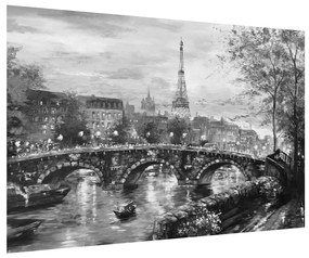 Obraz černobílé krajiny s Eiffelovou věží (90x60 cm)