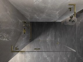Mexen Lunar, L sklápěcí sprchový kout levý 100 x 70 cm, 8mm čiré sklo, zlatý profil, 834L-100-070-50-00-L