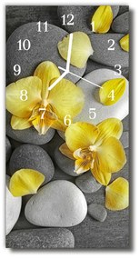 Skleněné hodiny vertikální Květiny Barevný kámen