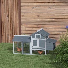 PawHut Dwarf Chickenský Kurník s Hnízdící Krabicí a Venkovním Výběhem 150,5 x 54 x 87 cm
