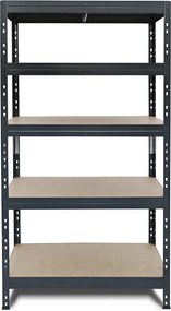 Kovový regál RIVET PRO 180x90x45 DTD dřevotříska 5 úrovní antracitová šedá