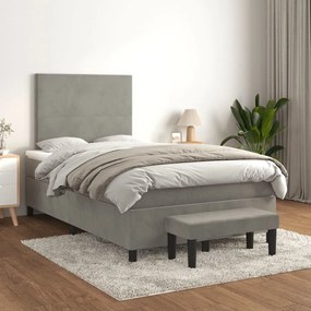 vidaXL Box spring postel s matrací 120 x 200 cm samet [3137717] Barva: světle šedá