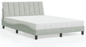 Postel s matrací Hanko světle šedá 140 x 190 cm samet 3208592