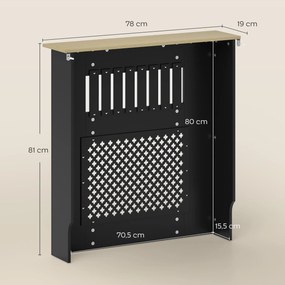 HOMCOM kryt radiátoru 78 x 19 x 81 cm, kryt radiátoru, moderní lamelový a voštinový design, černá