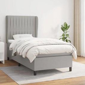 vidaXL Box spring postel s matrací 100 x 200 cm textil [3128103] Barva: světle šedá