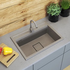 Gamma Quadro 7050, 1-komorový granitový dřez 700x500x220 mm, béžová, GMA-ZLE000235