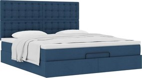 Osmanský rám postele s matrací modrá 160x200cm textil 3313340