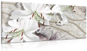 Obraz bílá lilie s perlami Varianta: 120x60