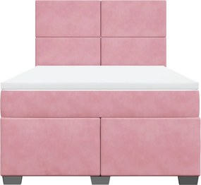 Box spring postel s matrací růžová 140x190 cm samet 3293205