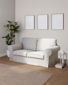 Potah na pohovku IKEA  Ektorp 2-místná, rozkládací, STARÝ MODEL barva šedá látka pletený vzor