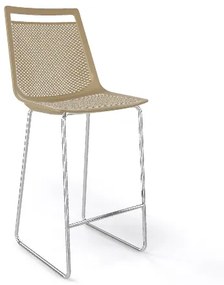 GABER - Barová židle AKAMI ST nízká, světle hnedá/chrom