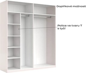 Skříň 4D (se zrcadly), série N, bílý lesk Luiza