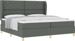 Postel s boxspringem s čelo Tmavě šedá 200 x 200 cm textil 3340838
