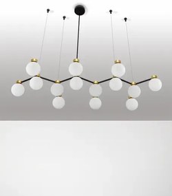 Satina zlato-černo-bílý designový lustr Ovalino 157