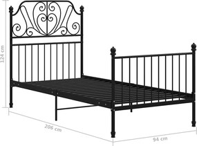 Rám postele černý kov 90 x 200 cm 324841