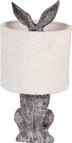Šedá stolní lampa králík s bílým chlupatým stínidlem Rabbi - Ø 20*43 cm / E27