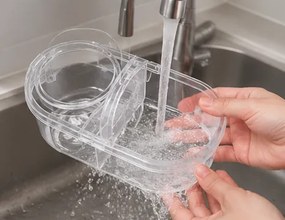 dóza na potraviny, 2 přihrádky, s víkem, plast, 6x17,5x9 cm, průhledná, Dekorino DP20260017