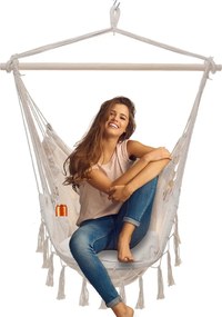 Velaco Závěsné houpací křeslo JULIA, bílá/ecru