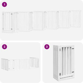Zábrana pro psy s dvířky skládací 12 panelů bílá 600 cm topol 3155651