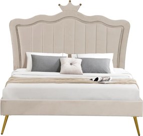 Postel s roštem, 140x200, béžová Velvet látka, RANIA Kondela 0000413725