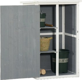Dřevěná zahradní skříňka Outsunny, odolná vůči povětrnostním vlivům, 75x56x115cm, skříň se dveřmi, policemi, zahradní kabinet, zahradní domek na nářad