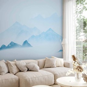 Fototapeta Klid přírody - akvarelová krajina s modrými vrcholy hor