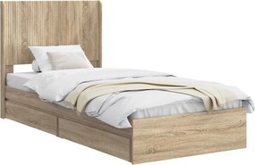 Postelový rám s úložným prostorem a hlavovou opěrkou Dub sonoma 3414063