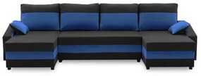 Velká rozkládací sedací souprava SPARTA PLUS color Černá + tmavě modrá