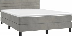 Box spring postel s matrací světle šedá 140x190 cm samet 3141359