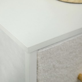 HOMCOM Komoda se 9 textilními zásuvkami, skříňka se stolní deskou, úchytkou a úložným prostorem pro obývací pokoj a ložnici, krémově bílá