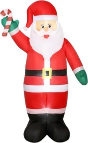 Outsunny Nafukovací Santa Claus 240 cm s lízátkem, LED světly a ventilátorem, vánoční dekorace pro venkovní i vnitřní použití, vícebarevná
