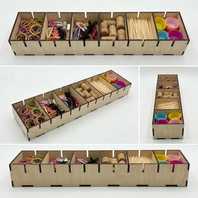 usporadejto.cz Organizér do šuplíku s přepážkami, vložka do zásuvky, dřevěný VASKY, 45,5 x 15 x 6 cm
