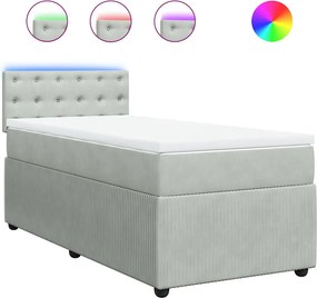 Box spring postel s matrací světle šedá 90x200 cm samet 3289938