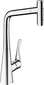 Hansgrohe Metris Select M71 - Kuchyňská páková baterie 320, vytahovatelná sprška, 2jet, sBox, chrom 73816000