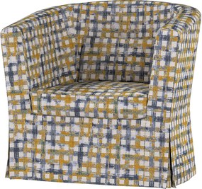 Potah na křeslo IKEA Ektorp Tullsta barva modrá látka pletený vzor, vzorované