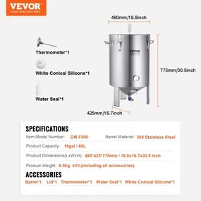 Nerezová konvice 1151,4 l pivní varný fermentor